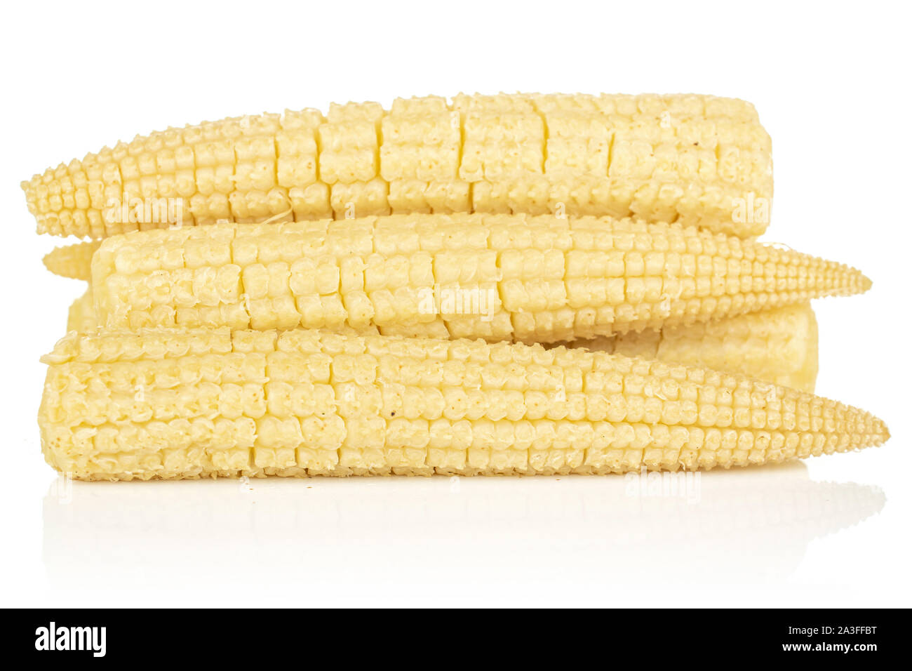 Lot of whole baby yellow corn isolated on white background Stock Photo ...