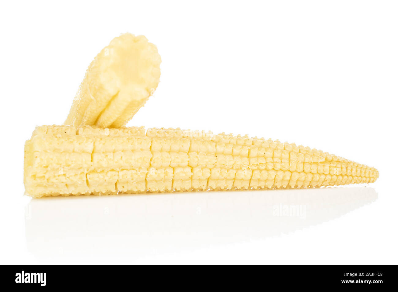 Group of two whole baby yellow corn isolated on white background Stock ...
