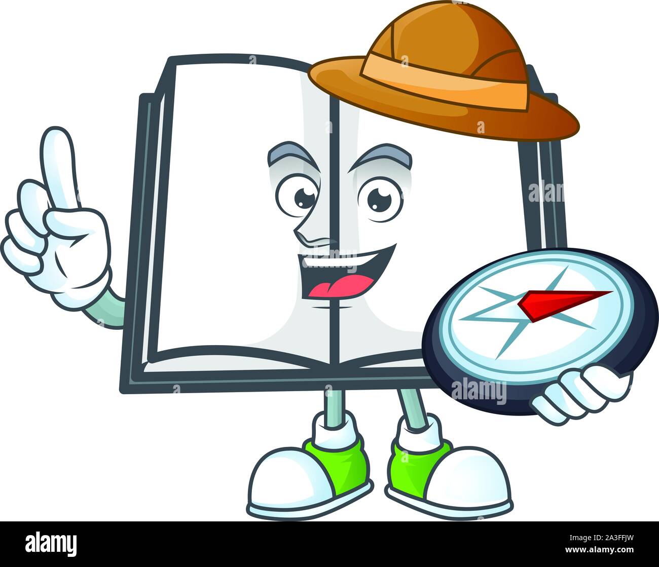 Explorer cartoon open book with cartoon shape Stock Vector Image & Art ...