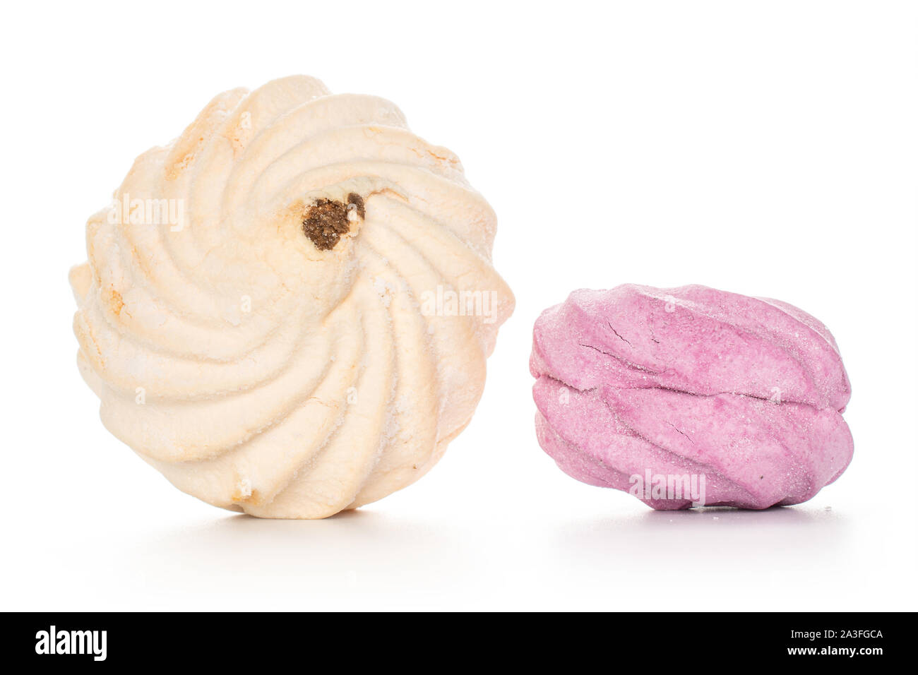 Group of two whole fresh pastel zefir isolated on white background ...