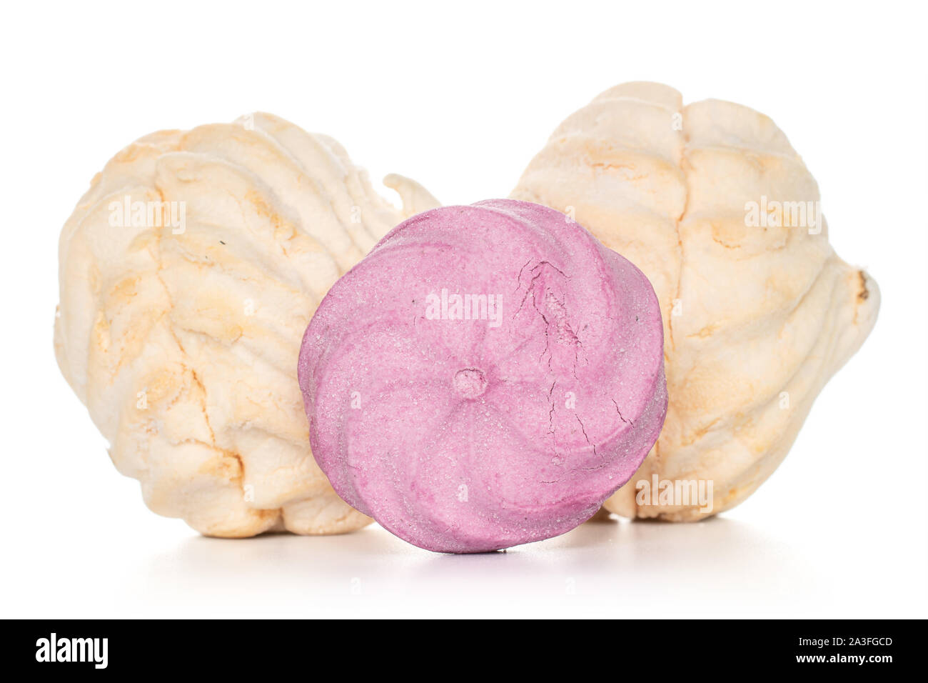 Group of three whole fresh pastel zefir isolated on white background ...