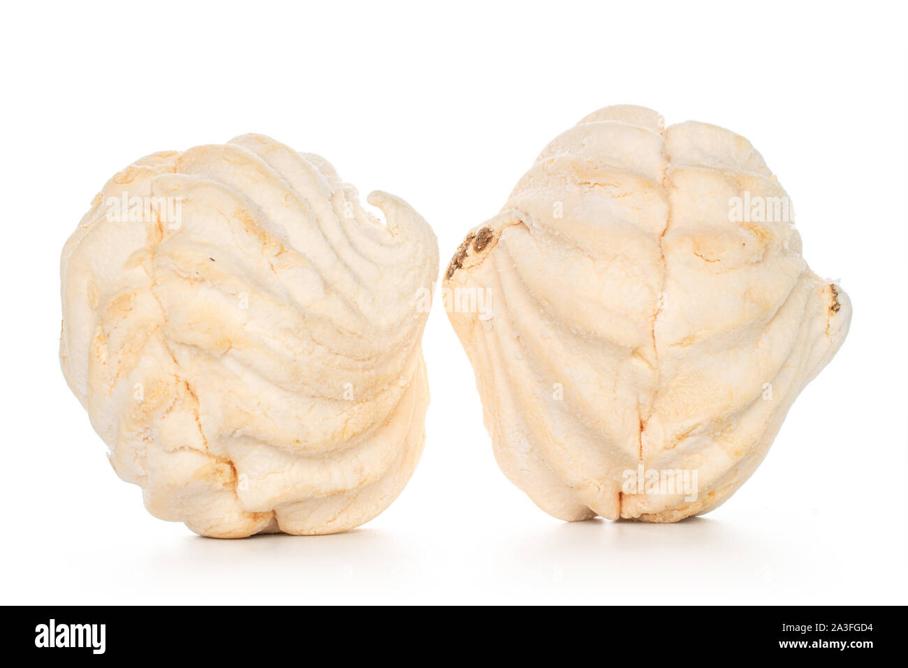 Group of two whole apricot fresh pastel zefir delicate sweet isolated ...