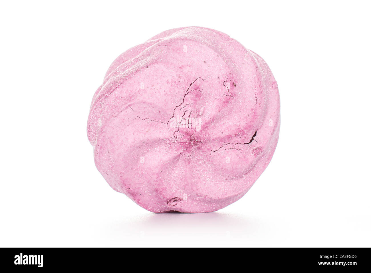 One whole pink fresh pastel zefir isolated on white background Stock ...