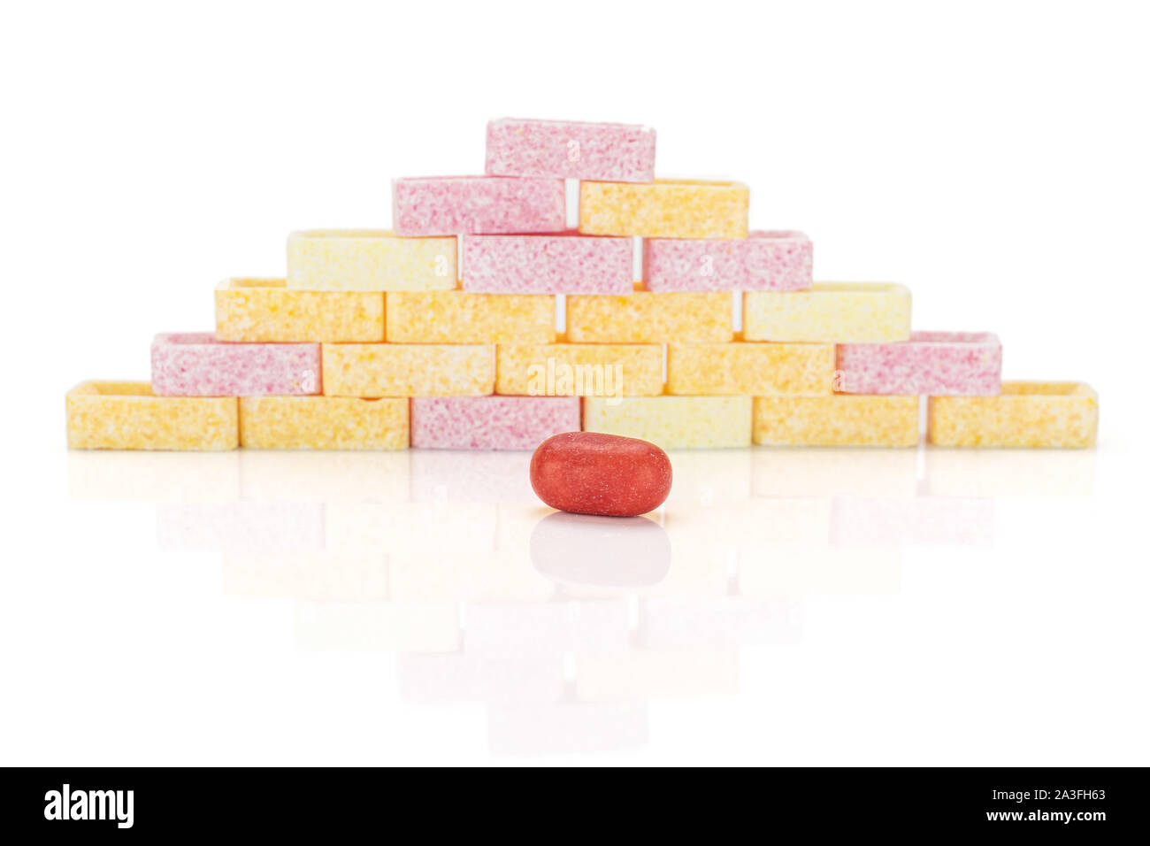 Lot of whole sweet pastel candy triangle isolated on white background ...