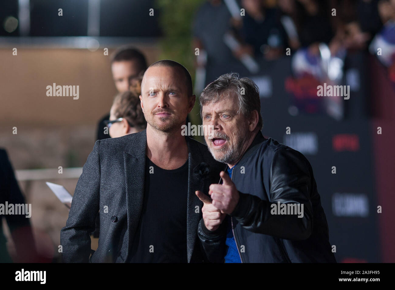 LOS ANGELES, CA - OCTOBER 7th: Aaron Paul, Mark Hamill at the premiere ...