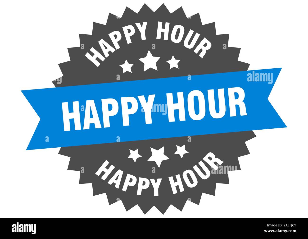 happy hour sign. happy hour blue-black circular band label Stock Vector ...