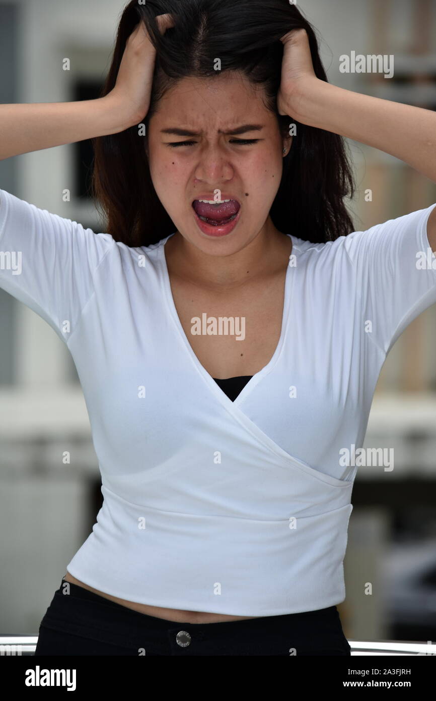 A Stressful Female Woman Stock Photo - Alamy