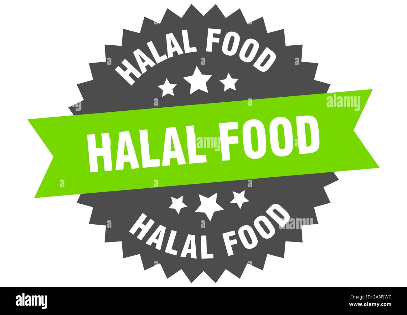 halal food sign. halal food green-black circular band label Stock ...
