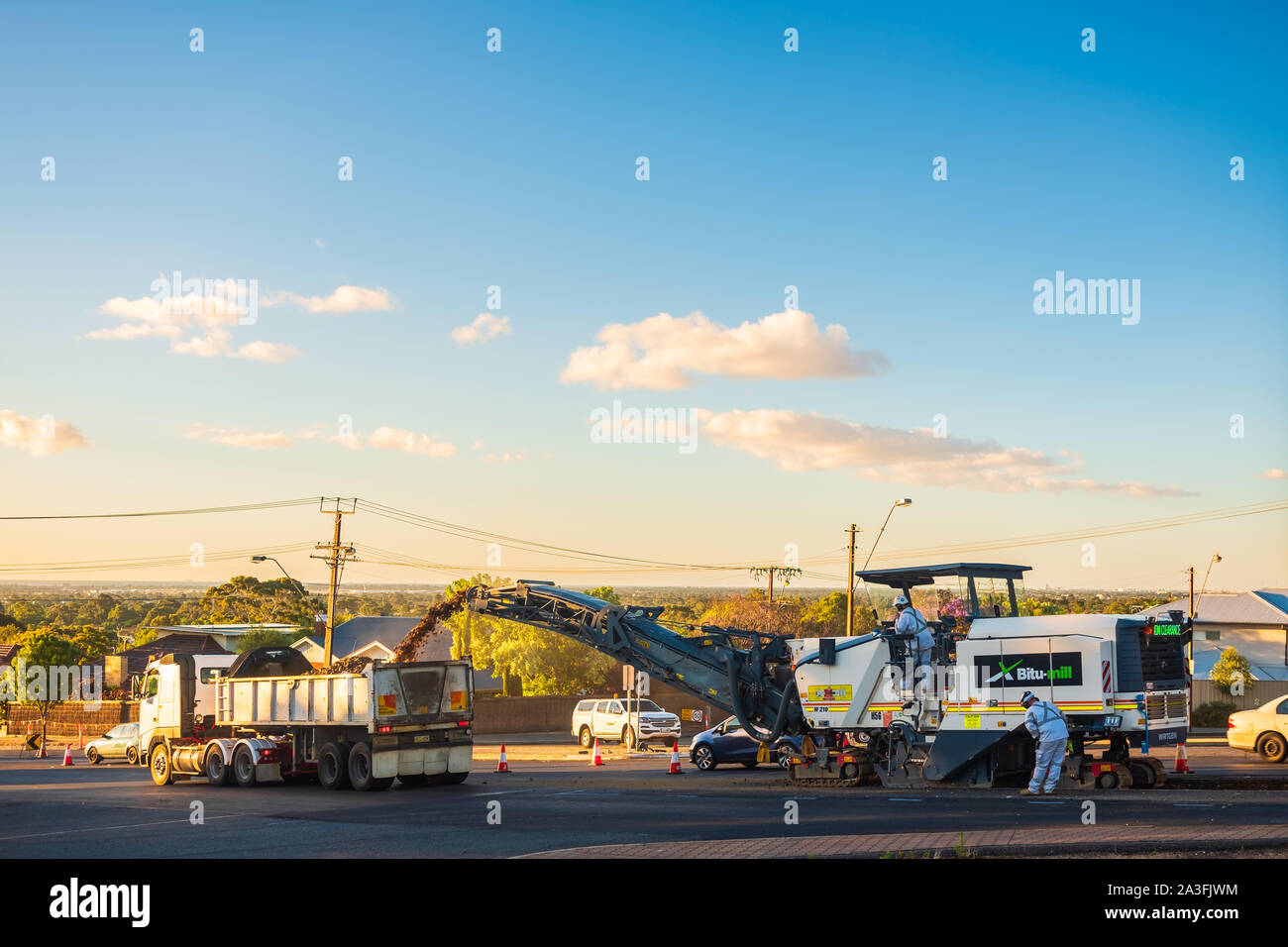 Adelaide, South Australia - December 4, 2017: Road works for new road ...