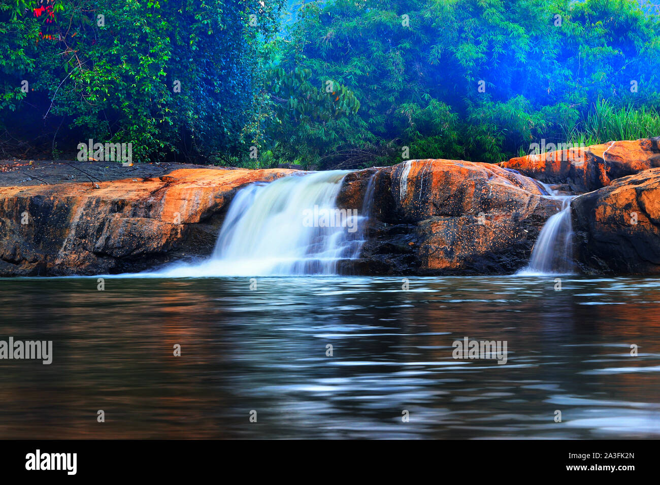 Beautiful river flowing through the lush green forest of Wayanad ...