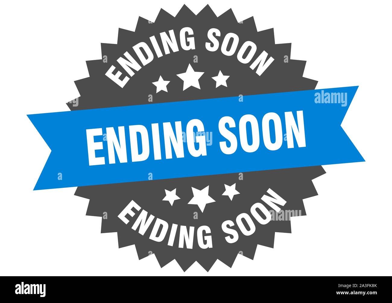 ending soon sign. ending soon blue-black circular band label Stock ...