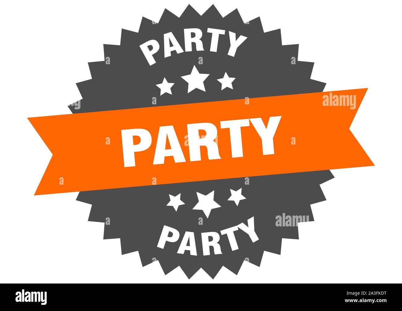 party sign. party orange-black circular band label Stock Vector Image ...