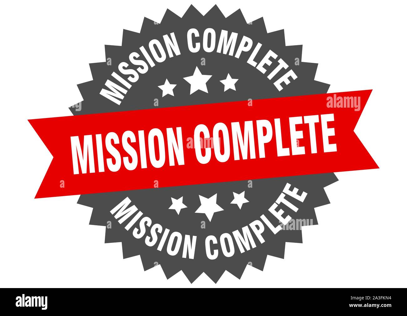 mission complete sign. mission complete red-black circular band label ...