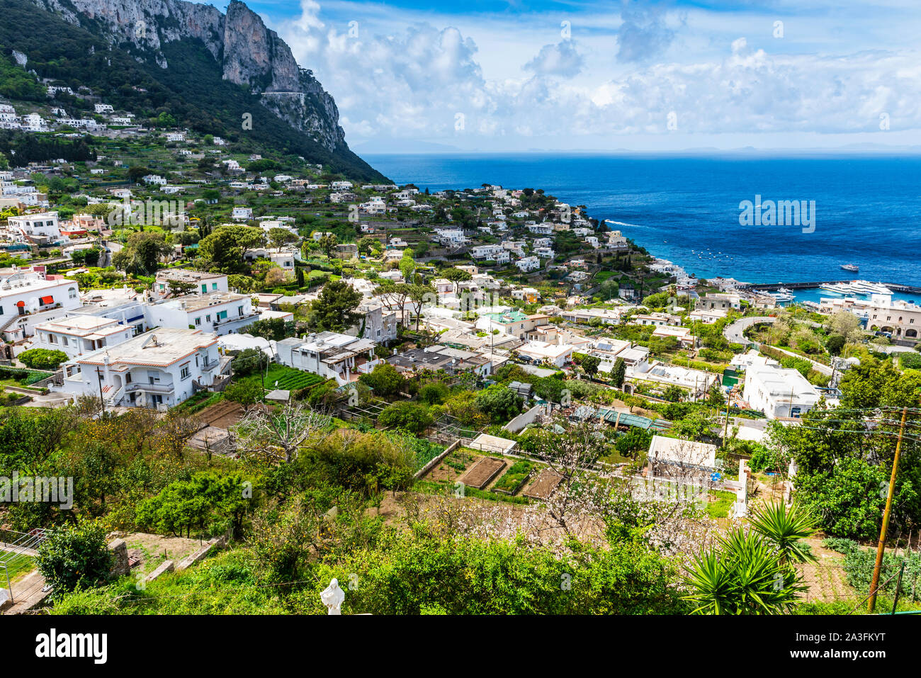 View of the Italian island of Capri from the town of Capri Stock Photo ...