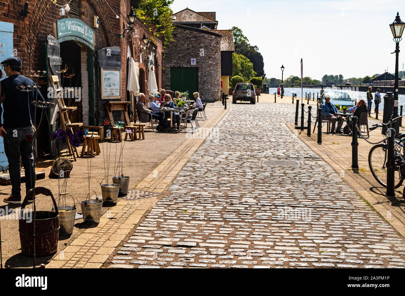 Historic Quayside Buildings and Cobbled Street View: Cellar Cafe and ...