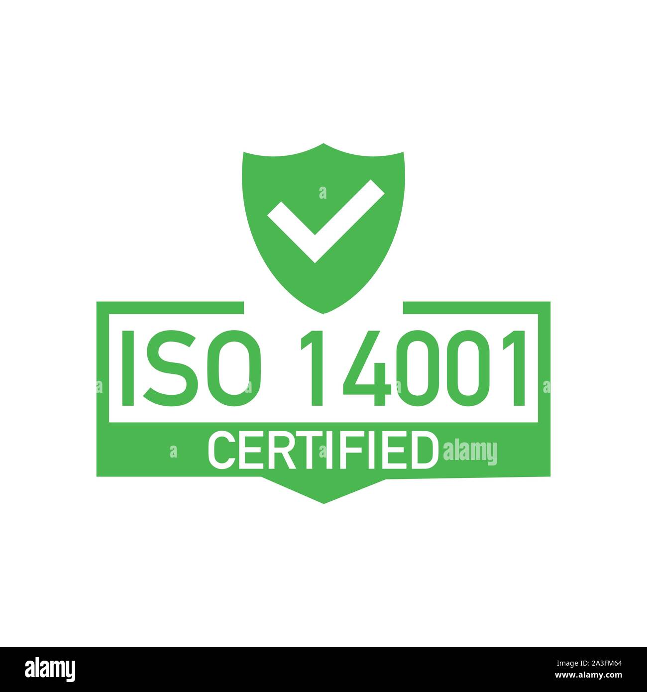 ISO 14001 Certified badge, icon. Certification stamp. Flat design vector. Vector stock ...