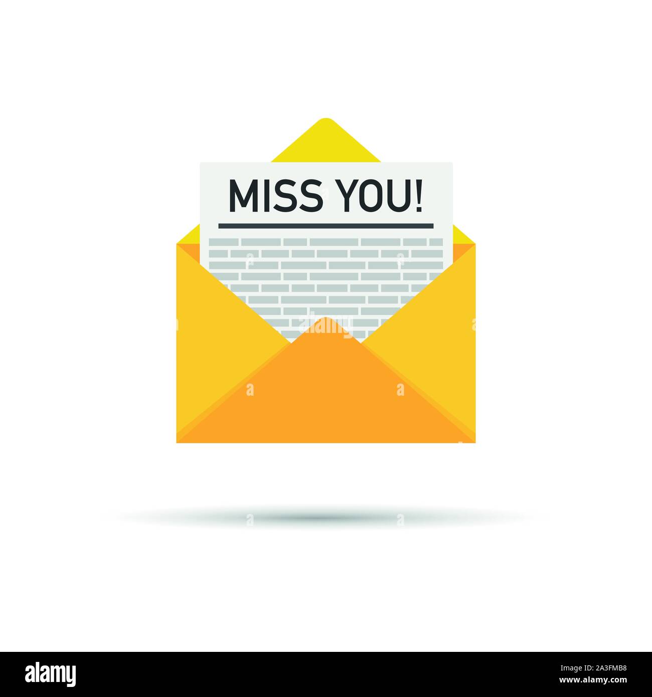 'Miss you!' Written Inside An Envelope Letter. Vector stock ...