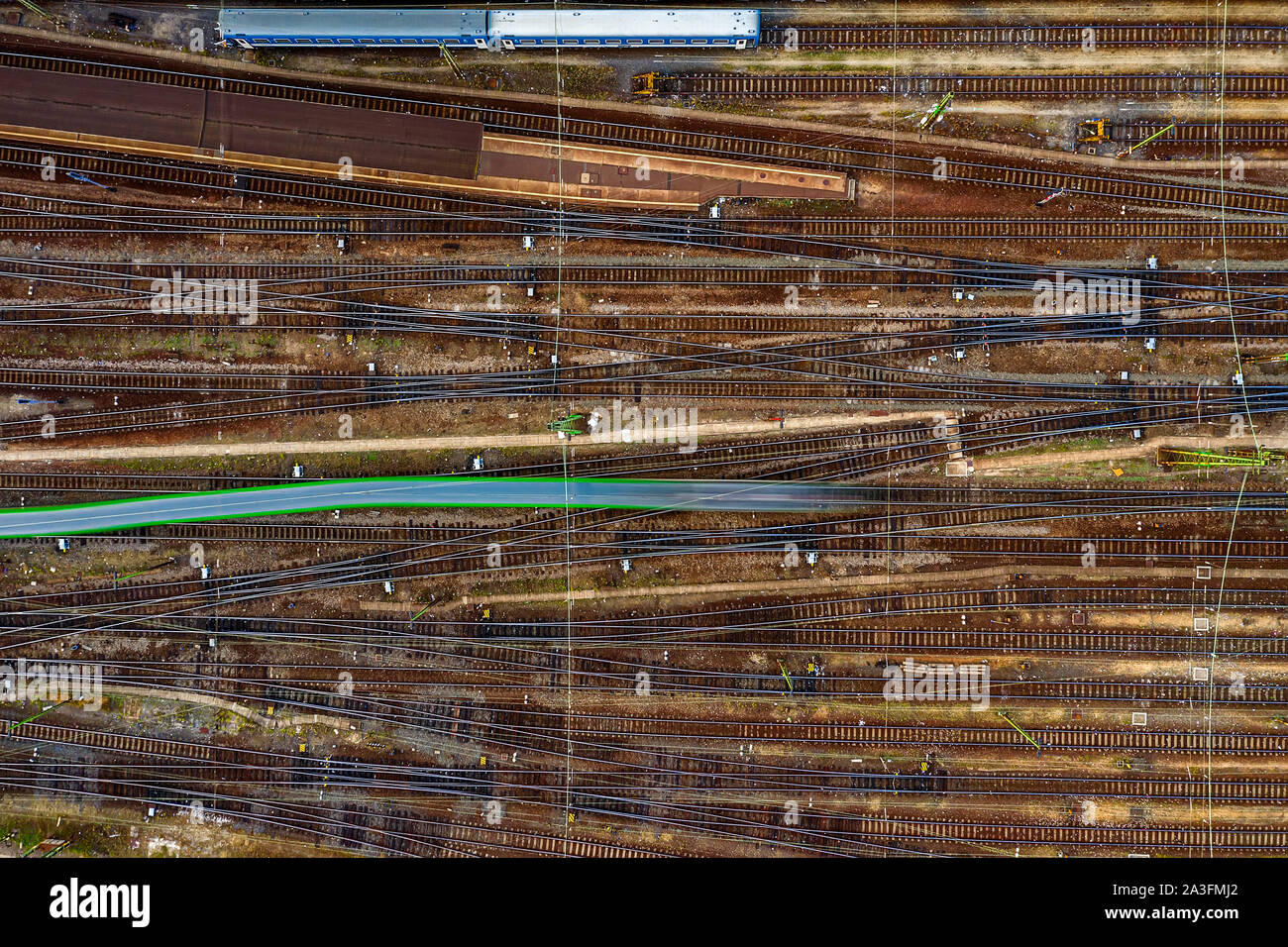 Train runs on the rails Stock Photo - Alamy