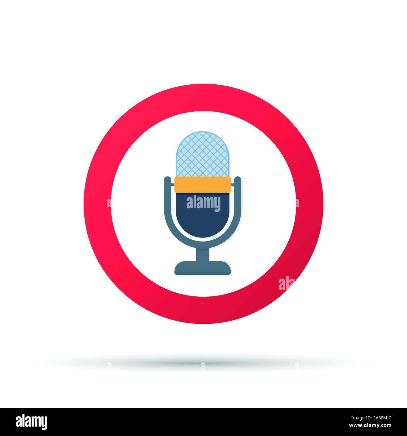 No recording sign. No microphone sign on white background. Vector stock ...