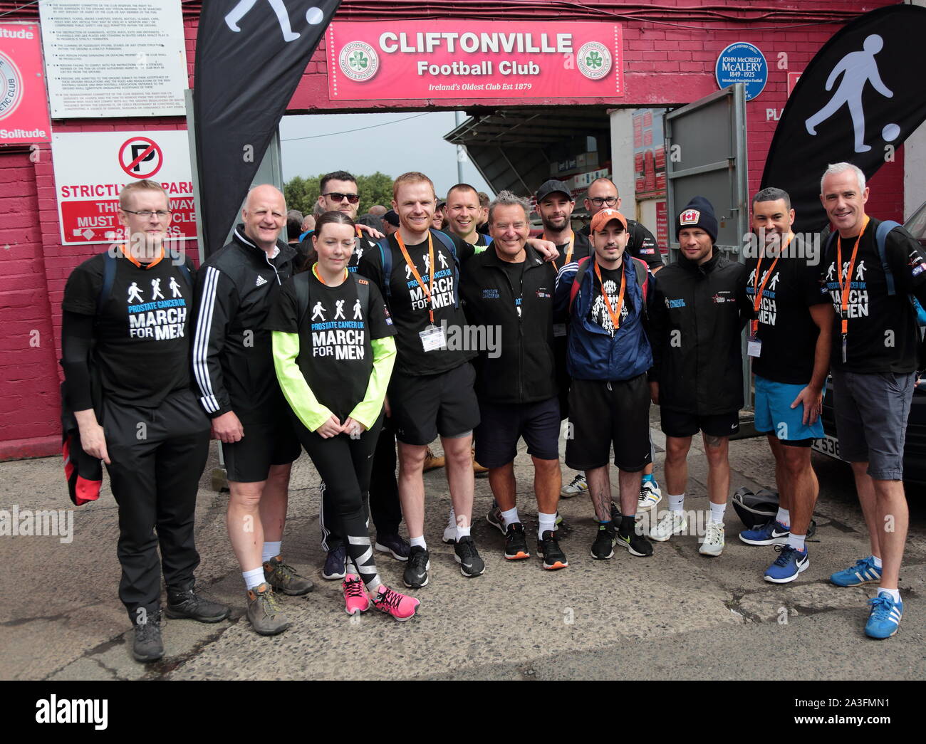 Sky Sport's Jeff Stelling joins the March for Men at Cliftonville FC in ...