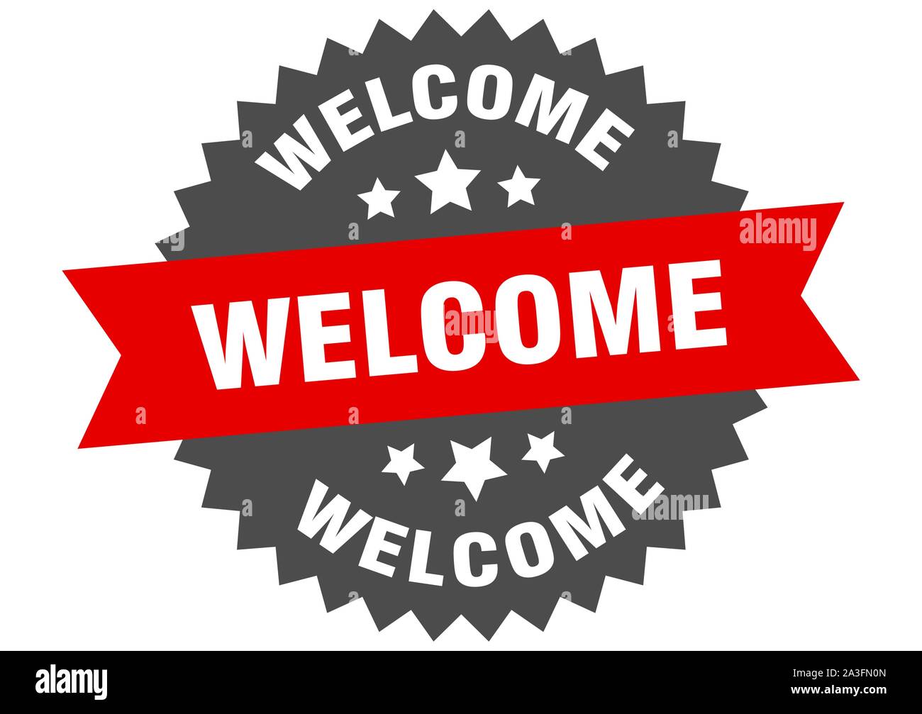 welcome sign. welcome red-black circular band label Stock Vector Image ...