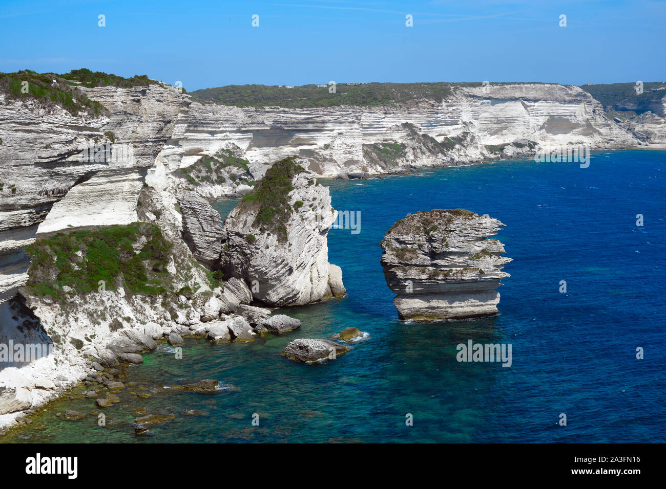 The southern coast of Bonifacio an outcrop of chalk white limestone ...