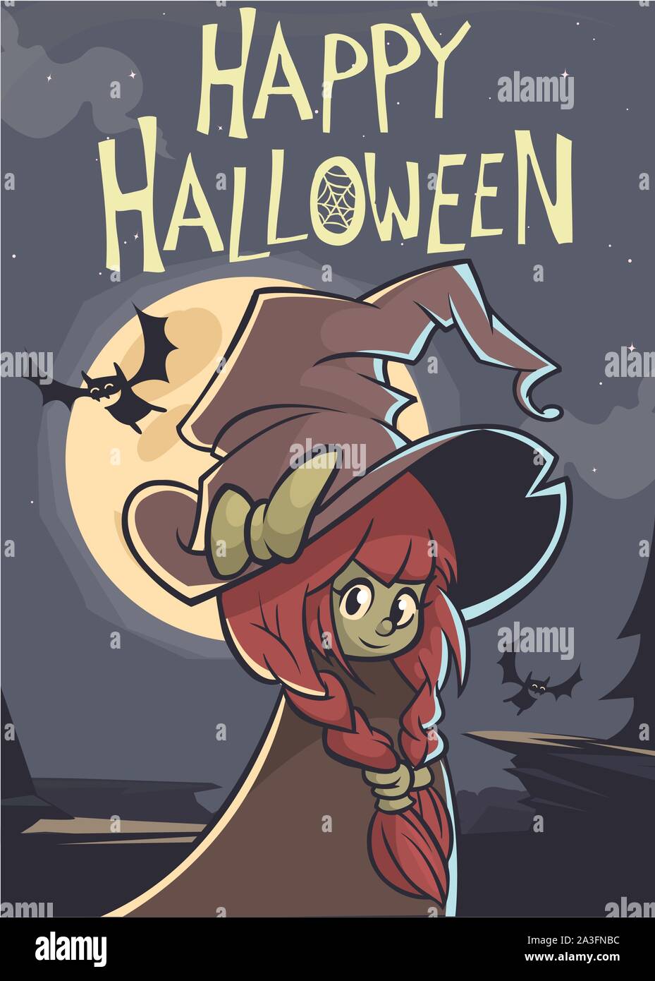 Cartoon cute witch. Vector illustration Stock Vector Image & Art - Alamy