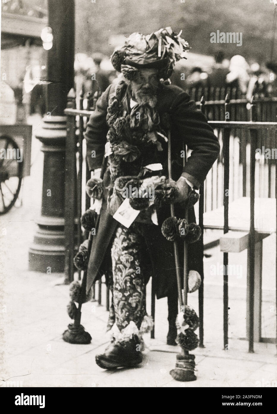 1920s - The Hague Netherlands - a one legged beggar with crutches Stock ...