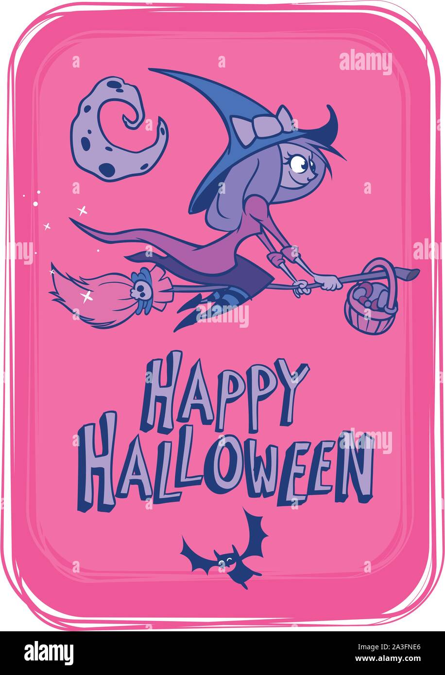 Witch flying on her broom isolated. Vector illustration for Halloween ...