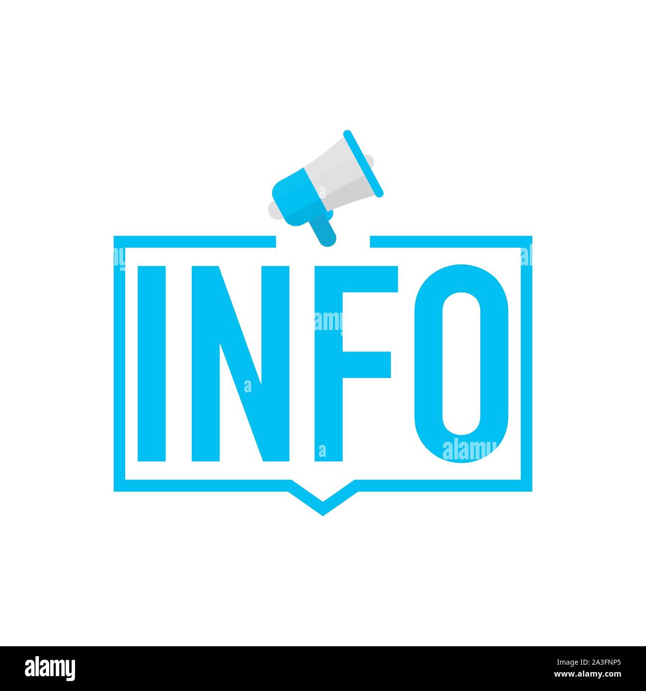 Info blue label on white background. Vector stock illustration Stock ...