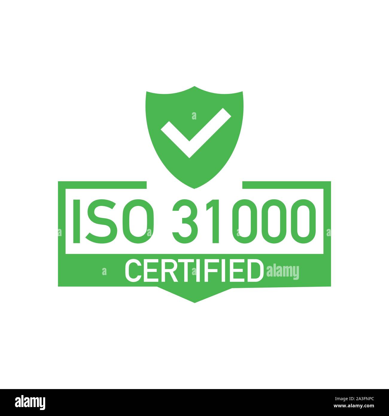 ISO 31000 Certified badge, icon. Certification stamp. Flat design ...