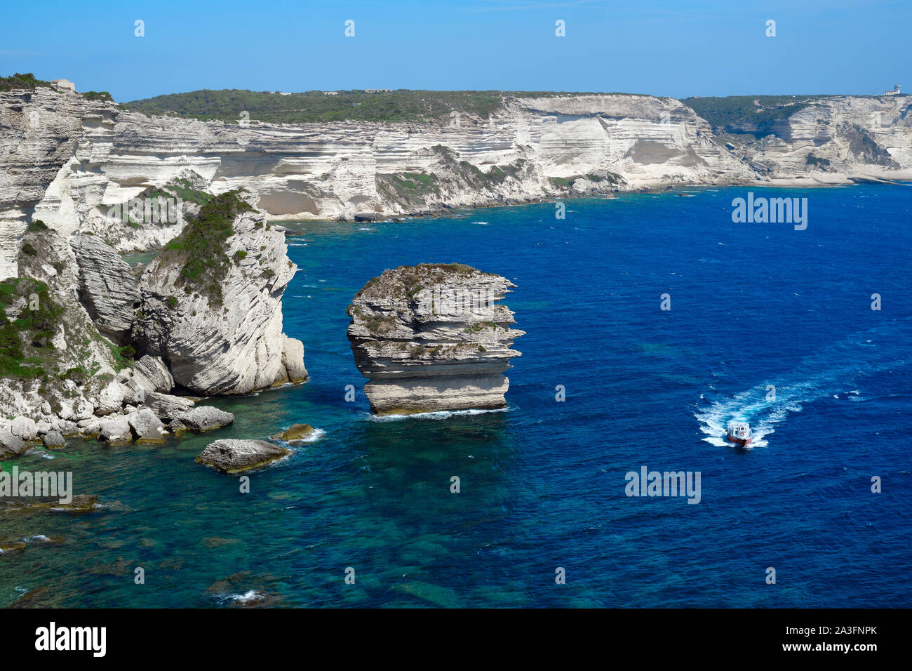 The southern coast of Bonifacio an outcrop of chalk white limestone ...