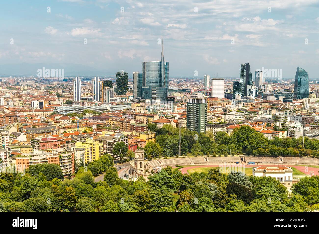 City of Milan Italy. Summer Panorama. Italian Architecture Stock Photo ...