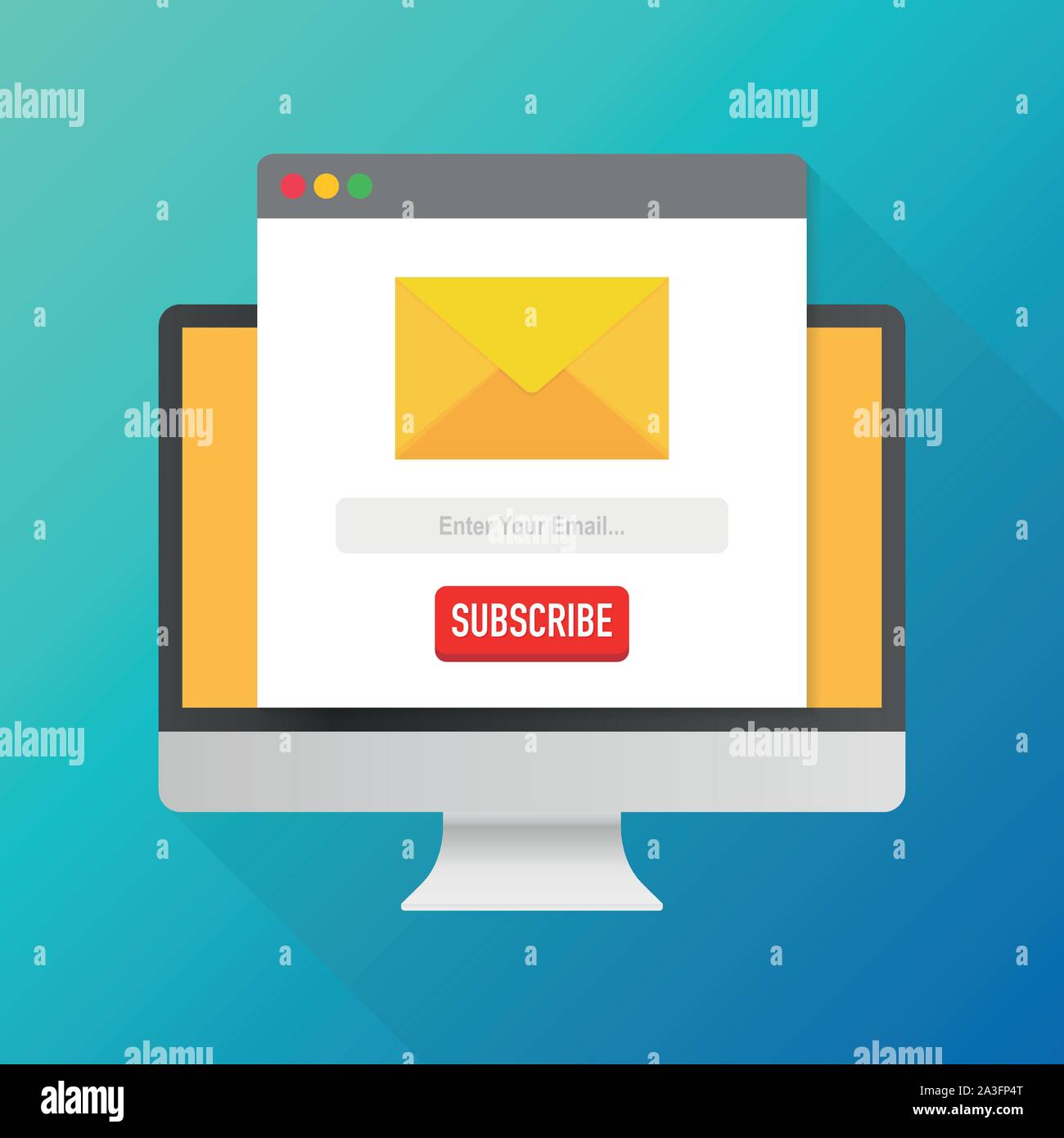 Vector template email subscribe on computer. Submit form for website ...