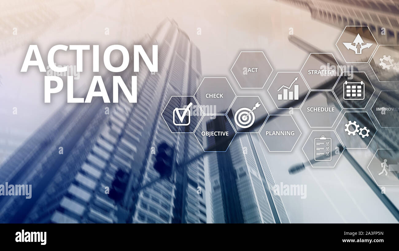 Action Plan Strategy Planning Vision Direction. Financial concept on ...
