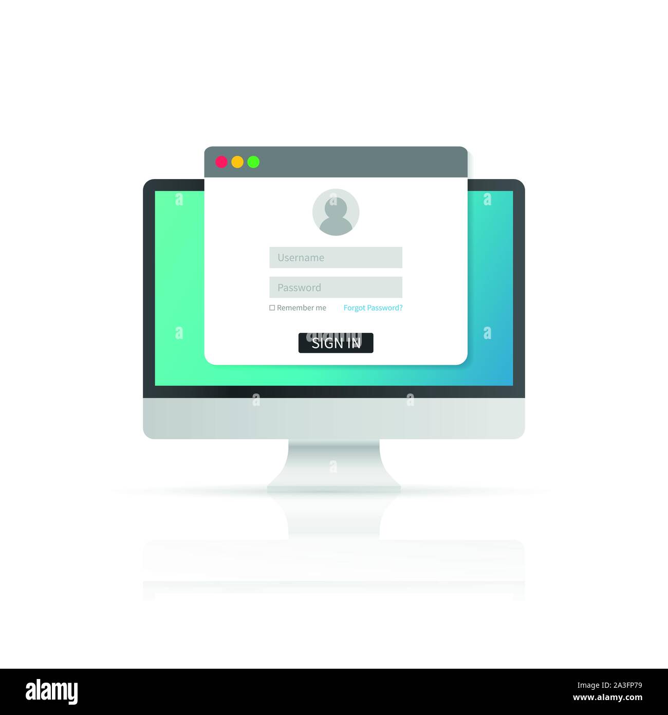 Login page on computer screen. Notebook and online login form, sign in ...
