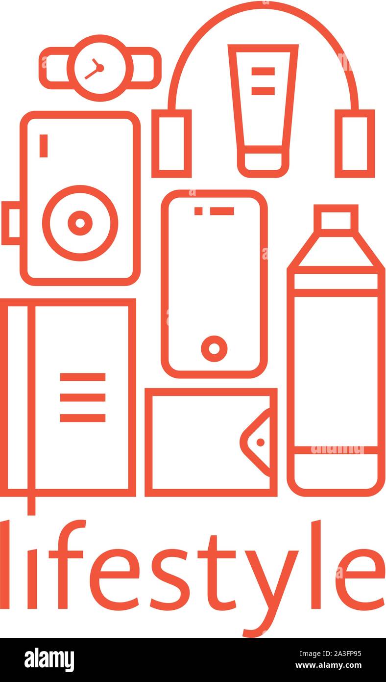 red personal items like lifestyle isolated on white Stock Vector Image ...