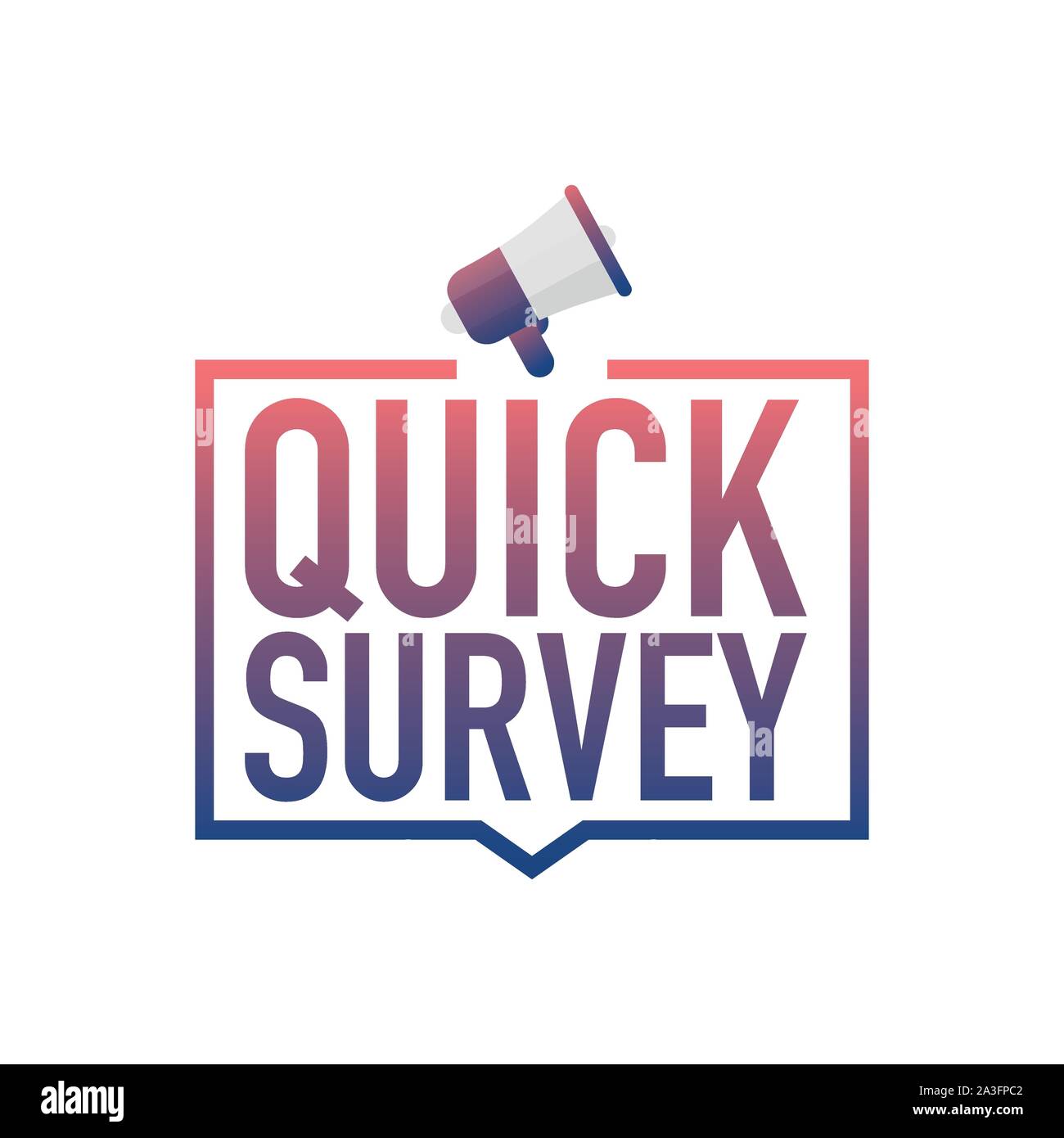 Quick survey. Badge with megaphone icon. Flat vector stock illustration ...