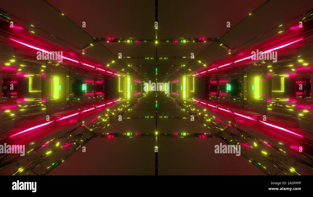 futuristic sci-fi space ship tunnel corridor 3d illustration wallpaper ...