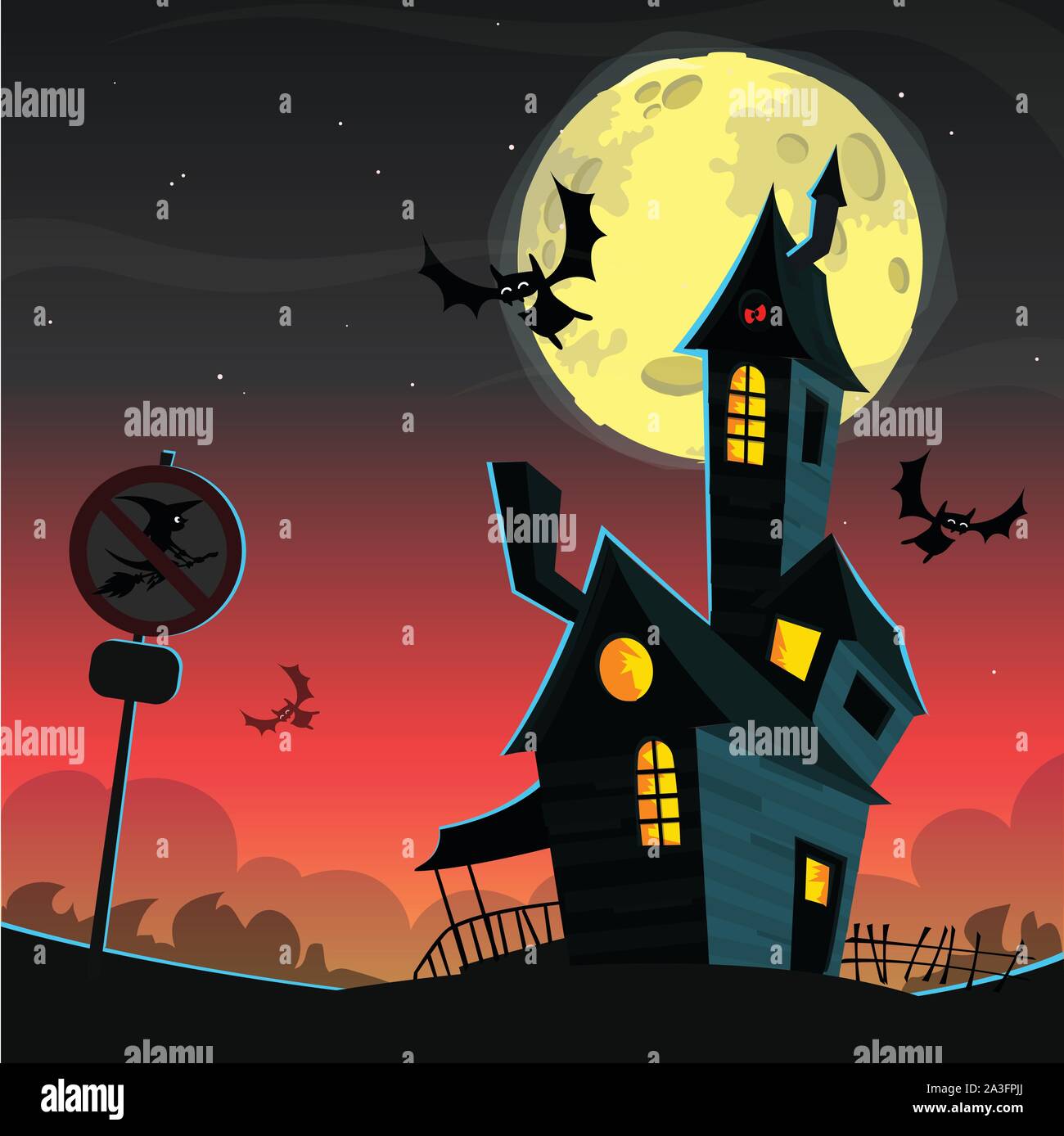 Scary haunted house. Vector Halloween background Stock Vector Image ...