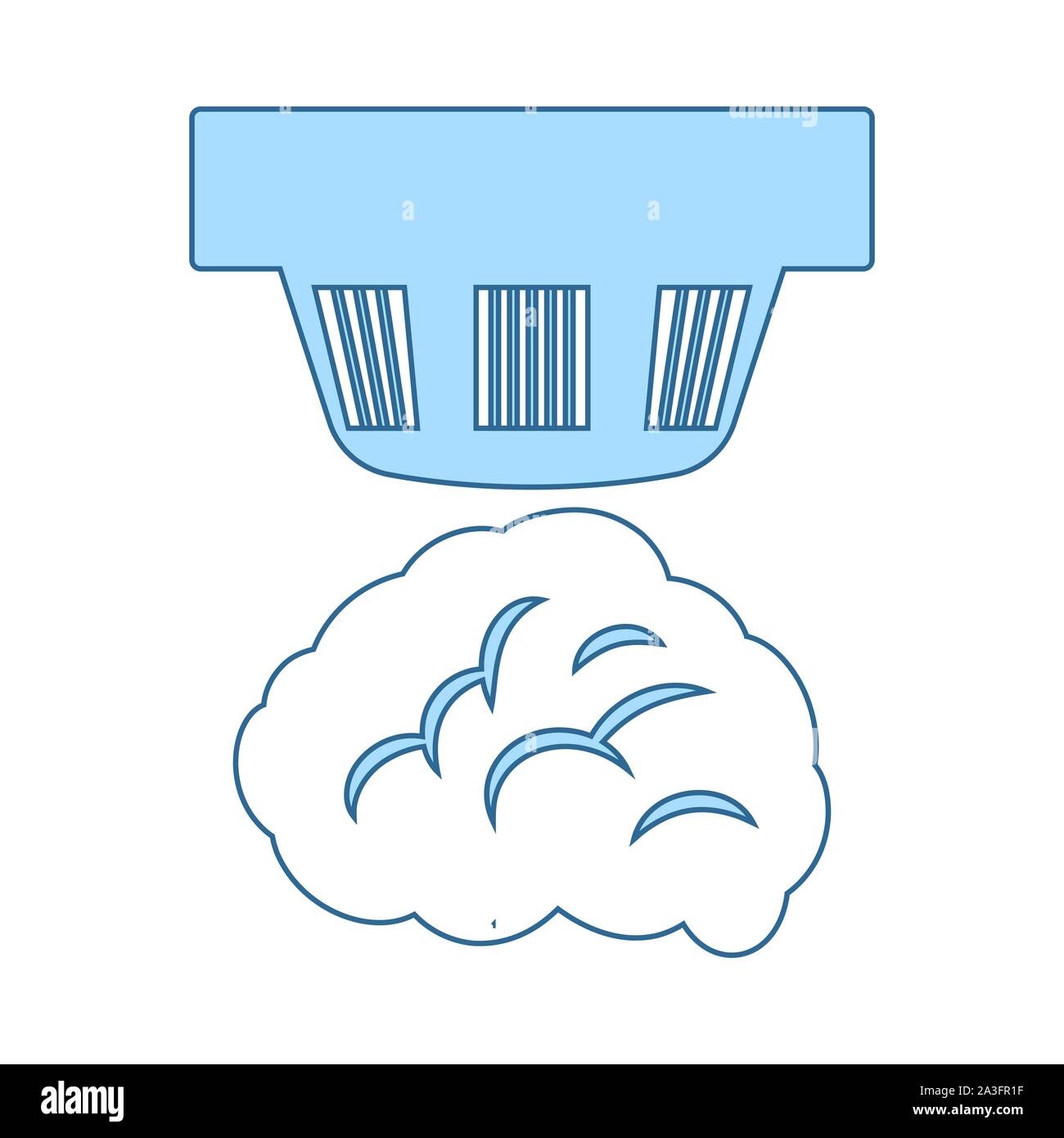 Smoke Sensor Icon. Thin Line With Blue Fill Design. Vector Illustration ...