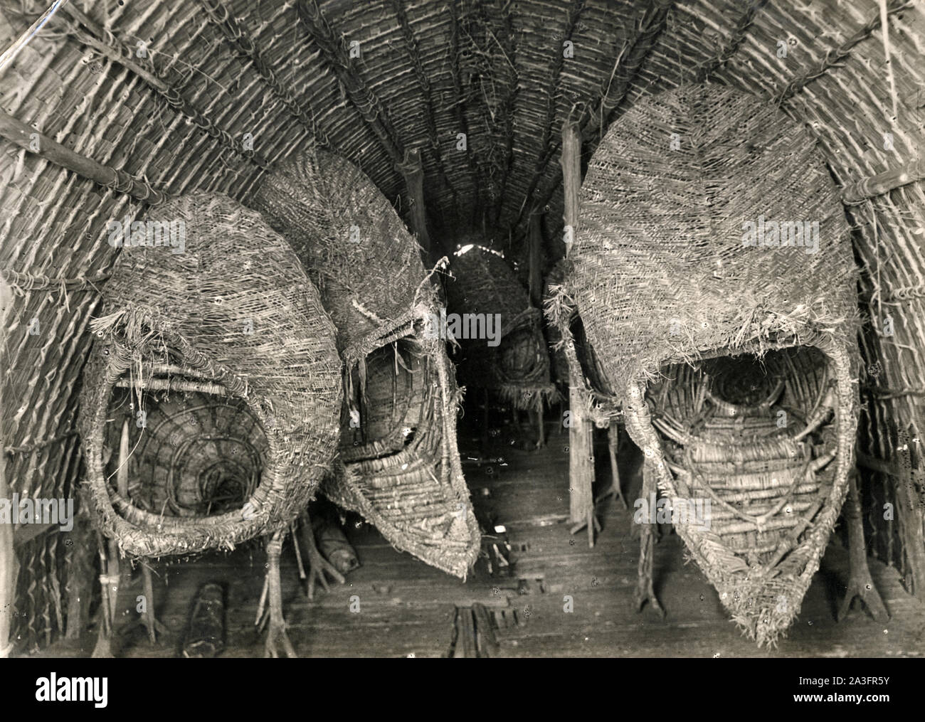 View of holy artifacts in the Kau Ravi of Kamari, Papua New Guinea by ...