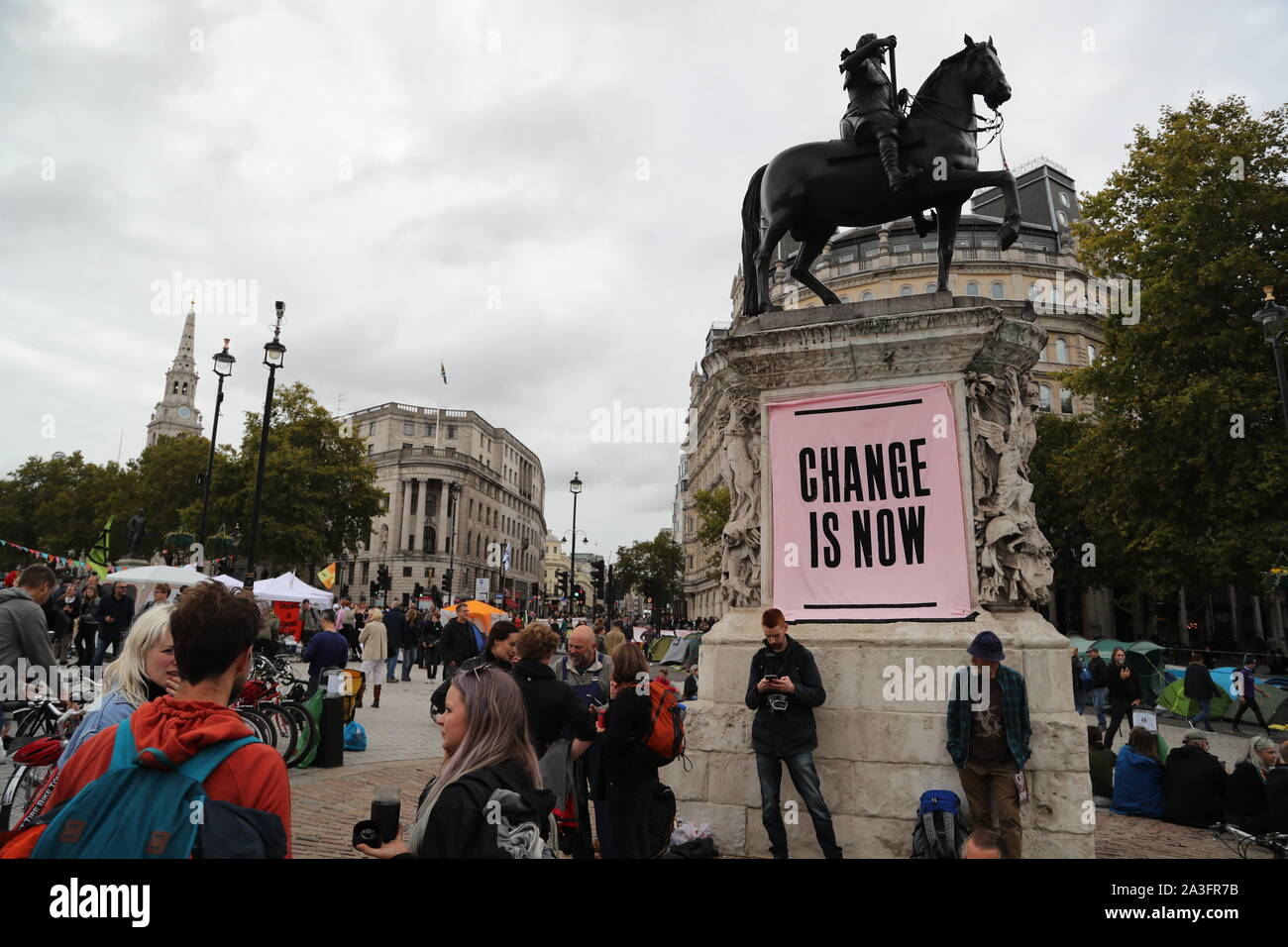 London, UK. 8th Oct, 2019. The Extinction Rebellion movement stages ...
