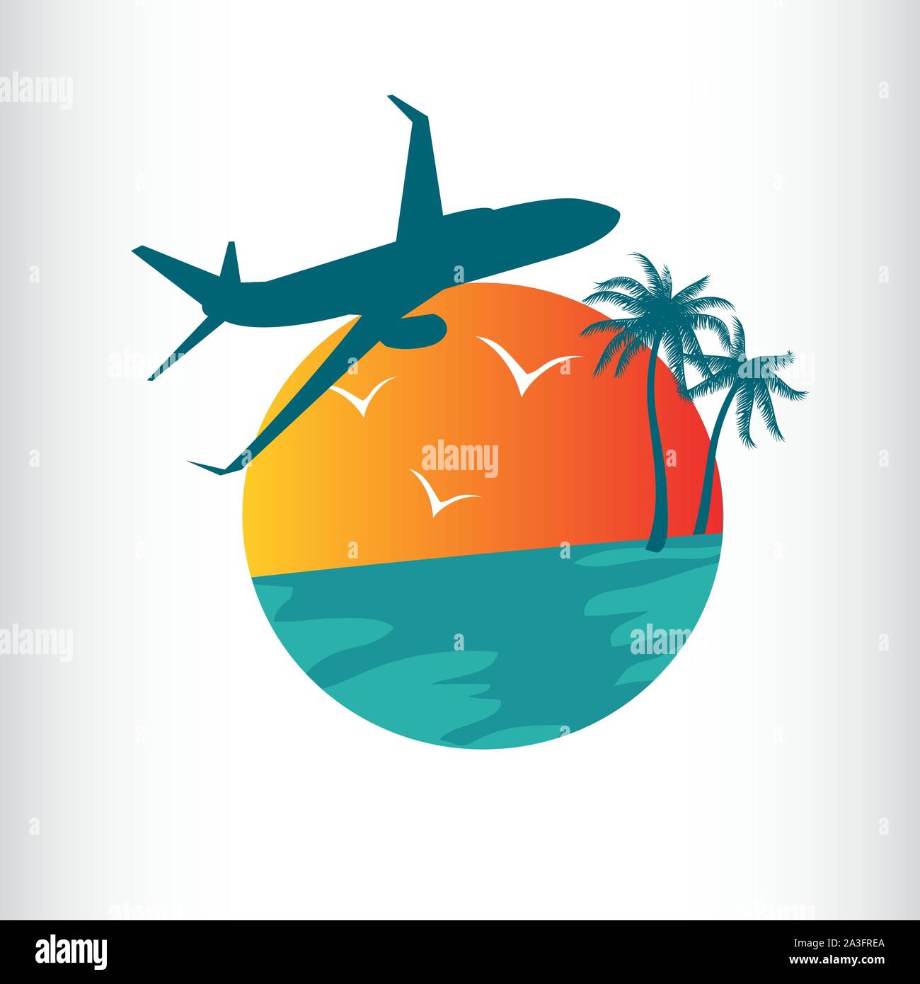 Palm tree icon and plane for summer and travel logo vector illustration ...