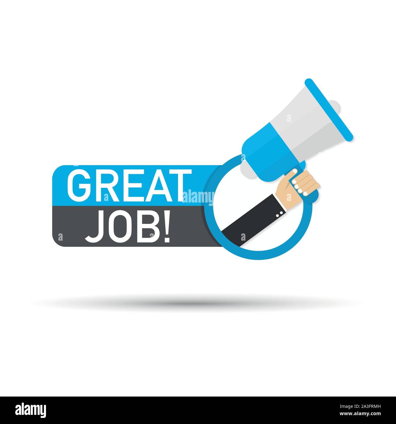 Hand holding megaphone - Great job! Vector stock illustration Stock ...