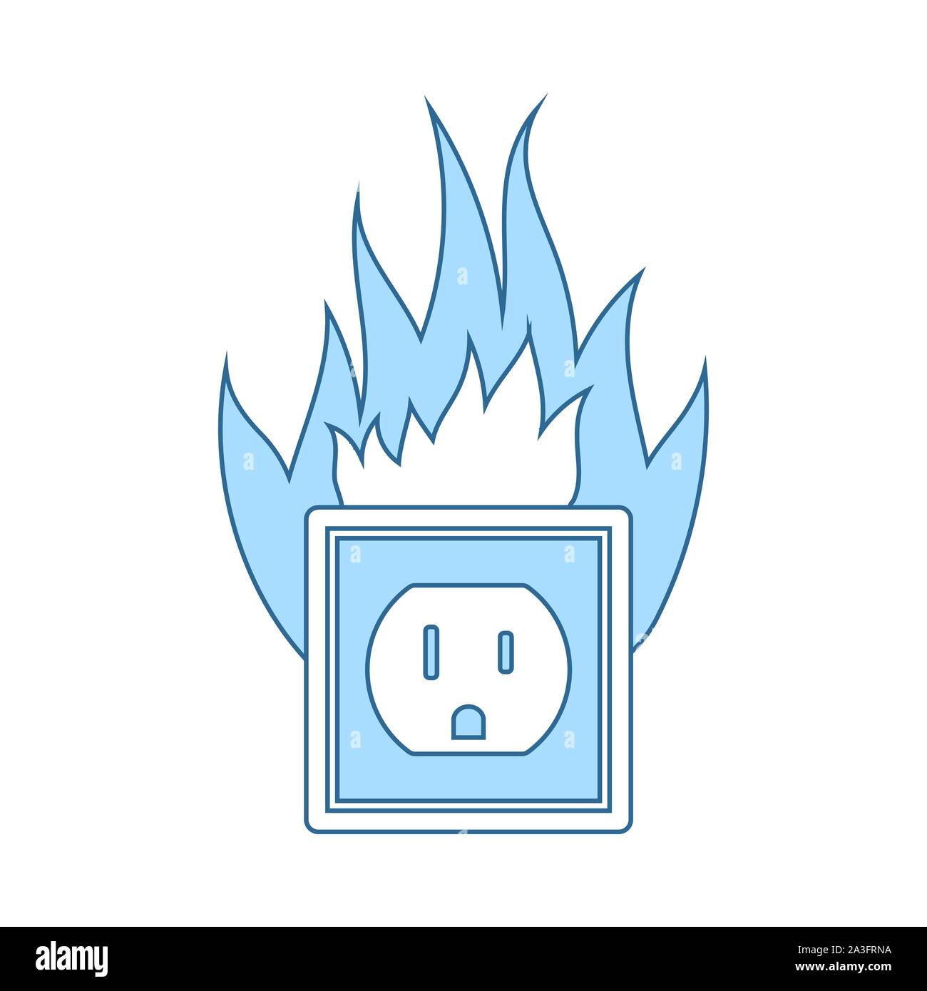 Electric Outlet Fire Icon. Thin Line With Blue Fill Design. Vector ...