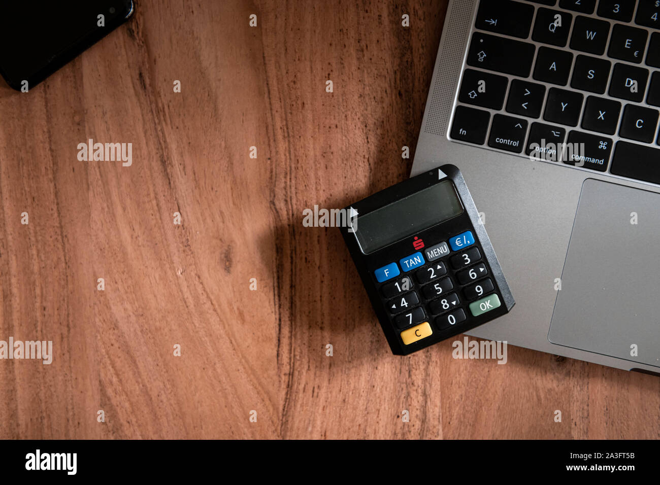 NRW/GERMANY - MAY 27, 2019: An optical chip TAN Generator next to a ...
