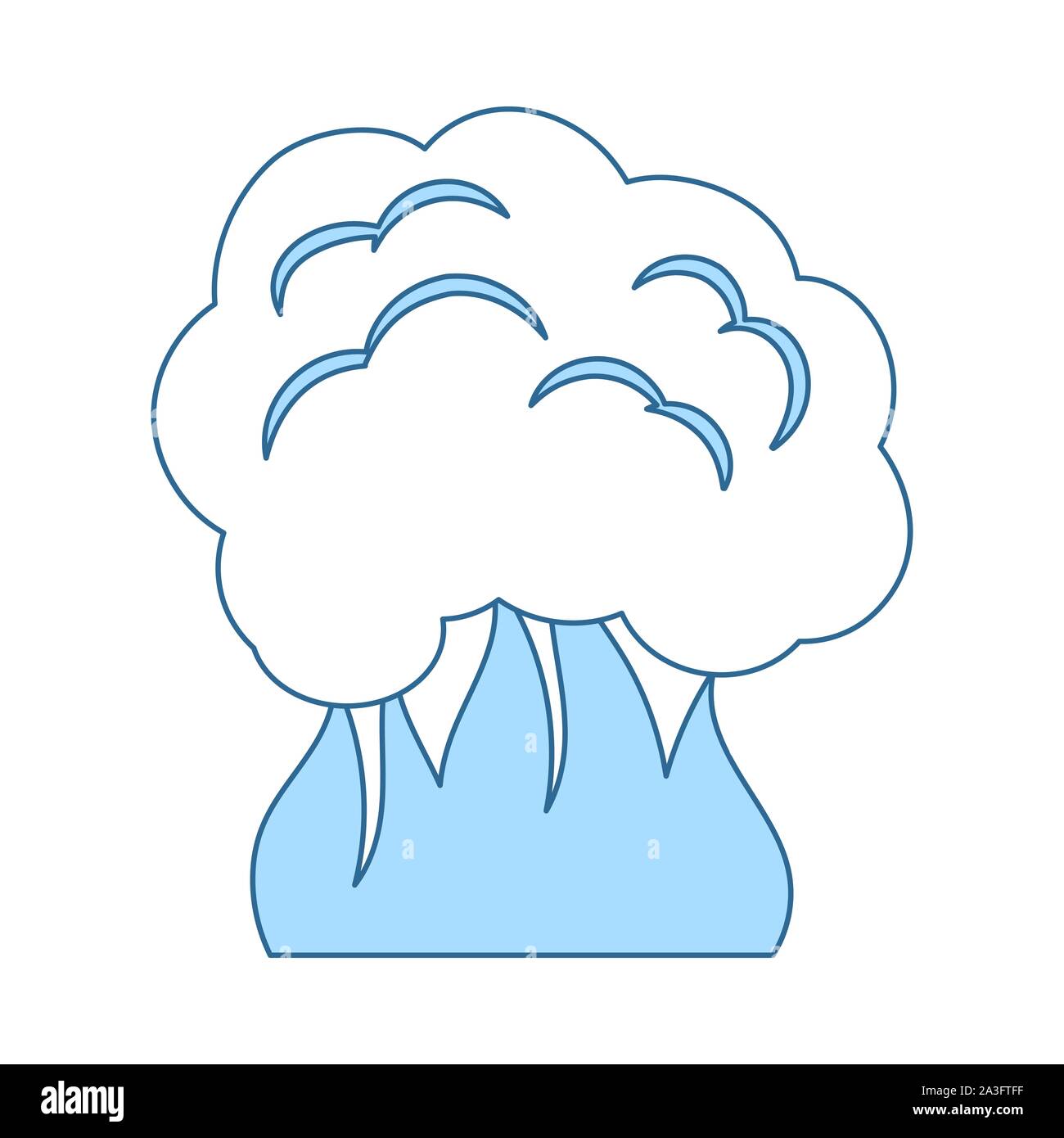 Fire And Smoke Icon. Thin Line With Blue Fill Design. Vector ...