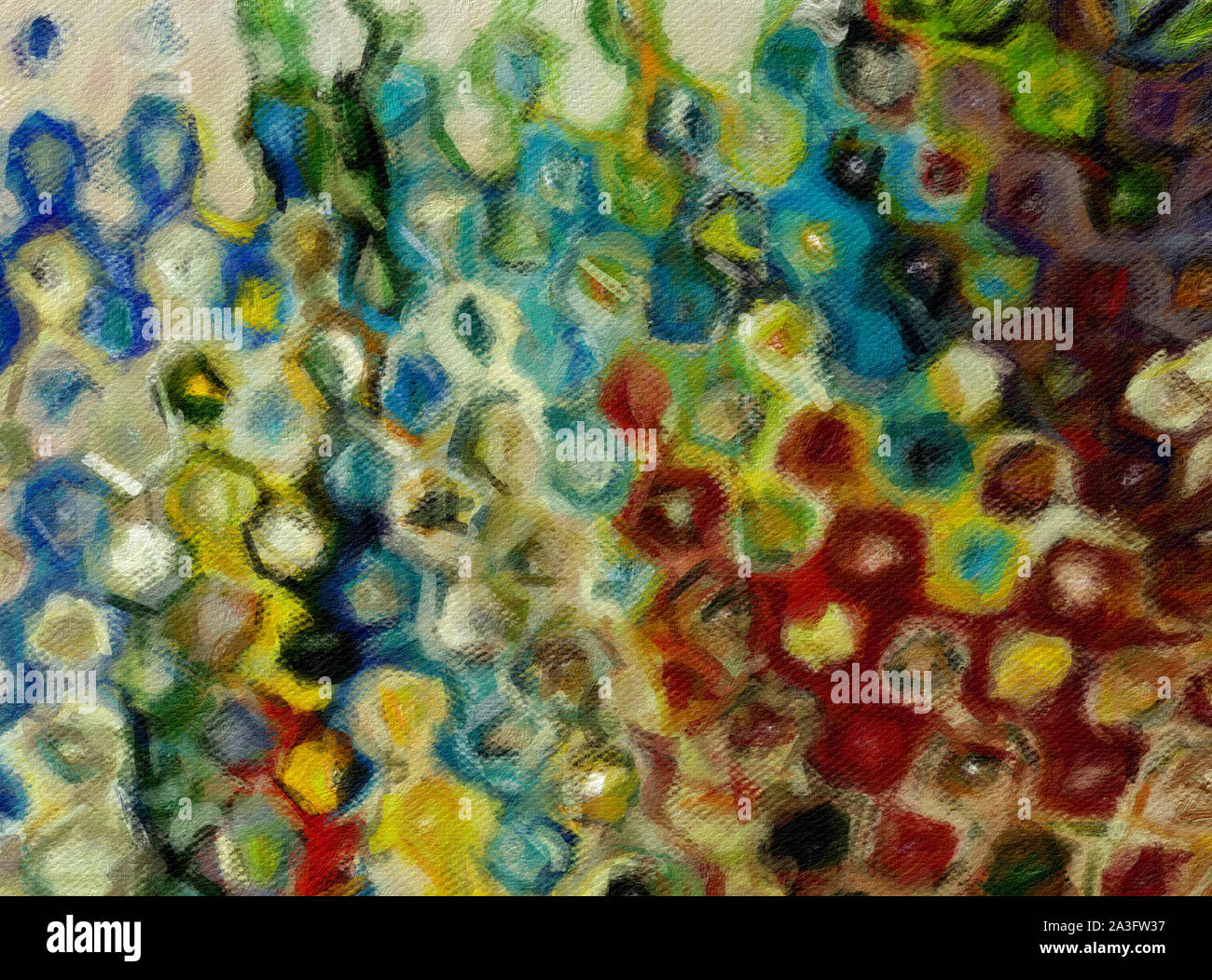 Abstract design pattern in happy bright colors, warm volume brush ...