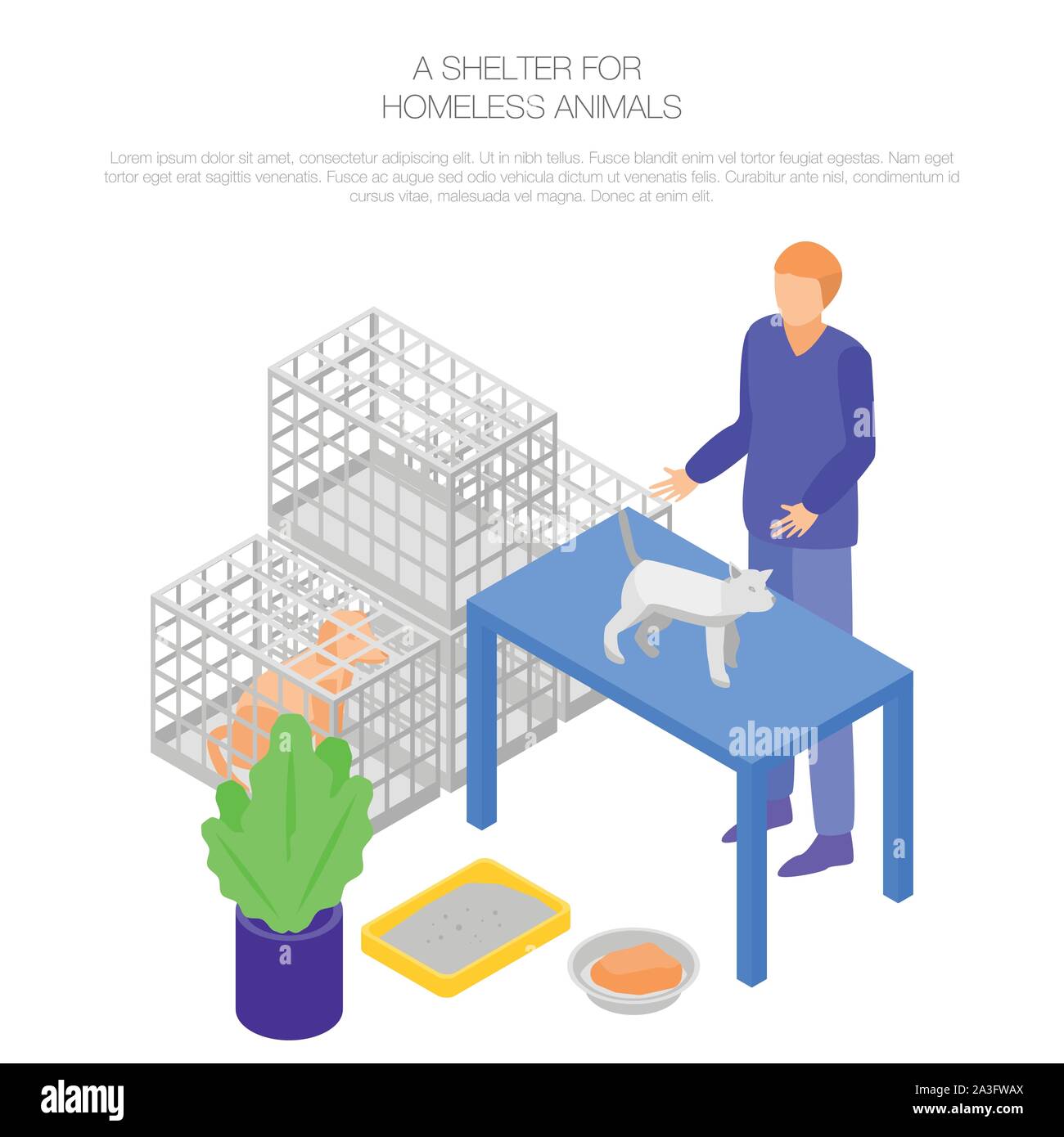 Shelter homeless animal concept background, isometric style Stock ...